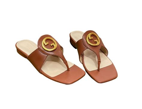 Gucci Blondie Thong Sandal Brown For Women ‎‎ Dealiax