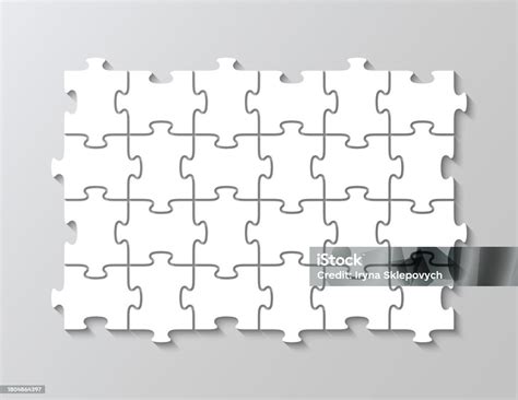 24개의 세부 사항이 있는 퍼즐 윤곽선 그리드 절단 템플릿 구성표 별도의 모양이 있는 현대적인 배경입니다 0명에 대한 스톡 벡터 아트 및 기타 이미지 Istock