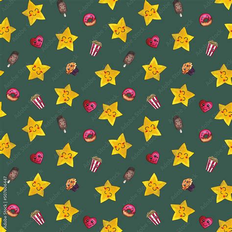 Cartoon Illustration With Kawaii Pattern For Paper Design Abstract Design Seamless Pattern