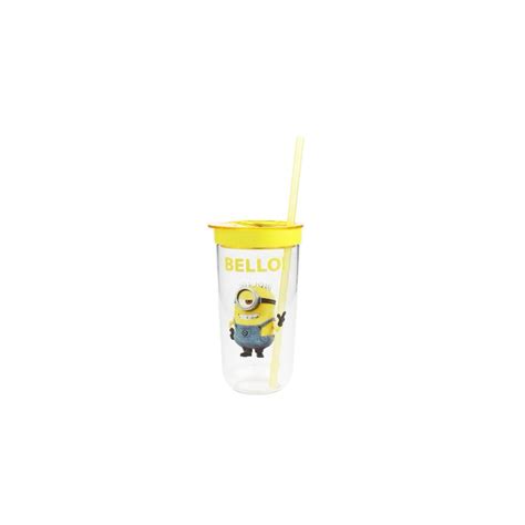 Jual Miniso Botol Tumbler Plastik Dengan Sedotan Seri Minions 600ml