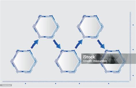 Template Putih Infografis Dari Topik Timeline Tampilan Hexagon Hud Ui Vektor Infografis