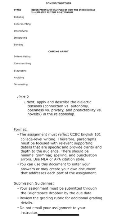 Knapps Model Of Relational Development Assignment