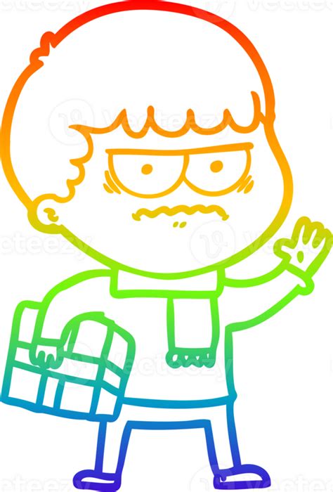 Rainbow Gradient Line Drawing Of A Cartoon Illustration 40083635 Png