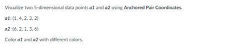 solved visualize two 5 dimensional data points a1 and a2