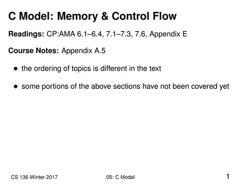 C Model Post Aaaaa C Model Memory Control Flow Readings Cp Ama Appendix