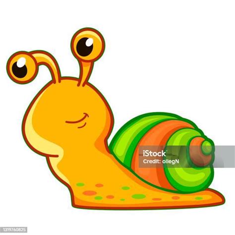 Kartun Siput Yang Lucu Ilustrasi Vektor Clipart Siput Ilustrasi Stok