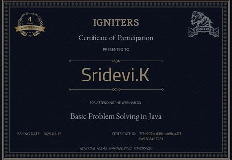 Problemsolving Java Igniters Sridevi K