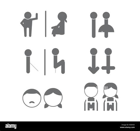 Set Of W C Toilet Bathroom Gender Icon Symbol Vector Illustration