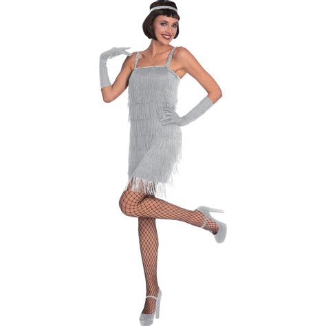 Silver Flapper Womens Costume 3 Pieces Size 14 16 Big W