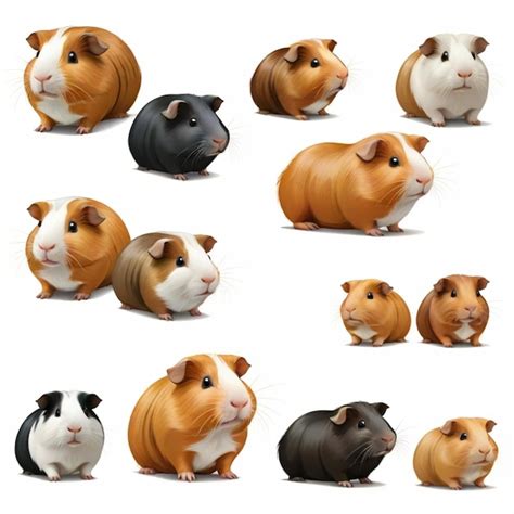 Guinea Pig Vector Set White Background Isolated Premium AI Generated Vector