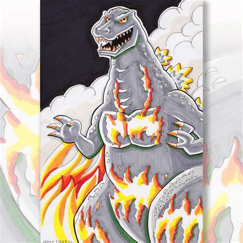 Original Art Burning Godzilla Godzilla Vs Destoroyah 3852974909