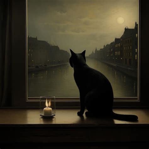 Premium Photo Black Cat Watching Outside