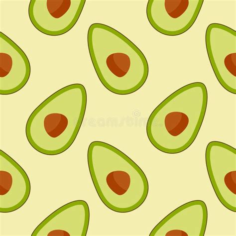 Avocado Seamless Pattern Flat Design Vector Illustration Stock Vector