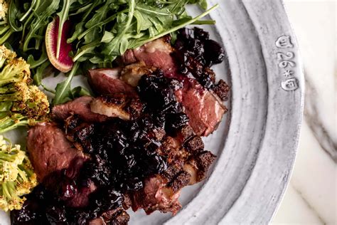 Seared Duck Breast With Blueberry Pan Sauce Cooking With Cocktail Rings