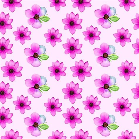 Premium Vector Vector Pink Flower Watercolor Seamless Pattern