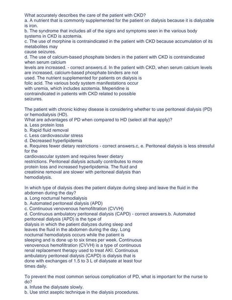 Solution Dialysis Practice Questions With Complete Solutions 2023