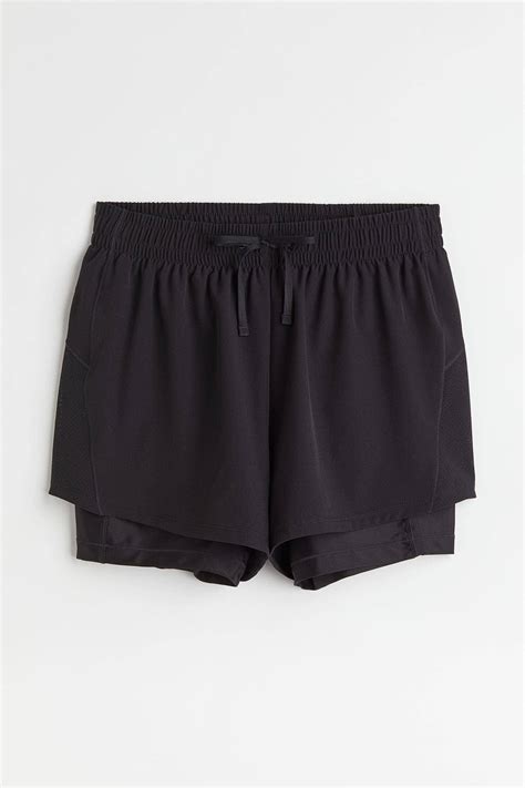 Handm Drymove Double Layer Running Shorts Black • Pris