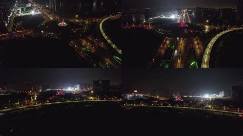 54k 航拍长春龙翔广场夜景视频素材下载