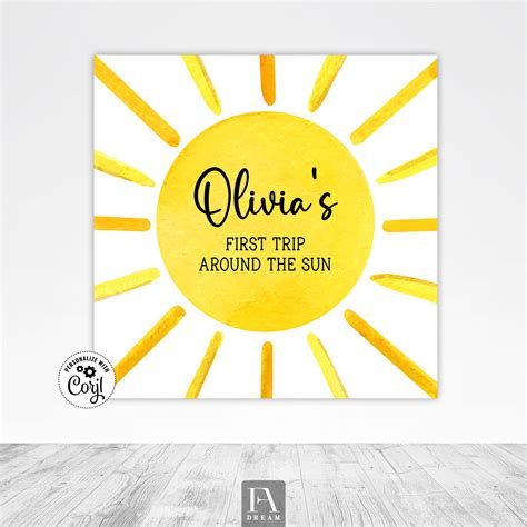 Editable Sun Backdrop Custom Sun Birthday Party Backdrop Sun Birthday Party Backdrop Instant