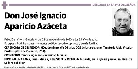 José Ignacio Aparicio Azáceta Esquela El Correo