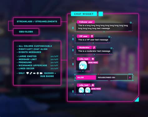 Night Flower Chat Widget Twitch Streamlabs Streamelements Etsy Canada