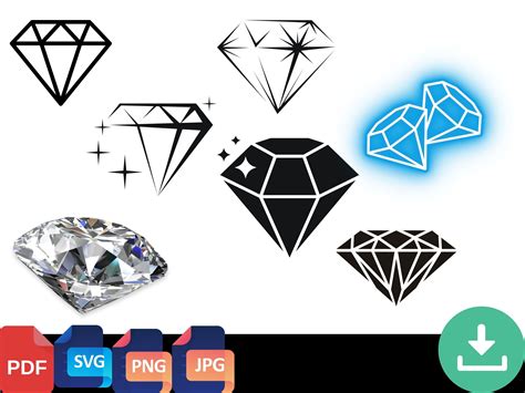 Diamond Svg Bundle Diamond Png Bundle Diamond Clipart Wedding Diamond
