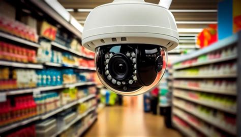 Premium Photo Camera Surveillance In A Supermarket Generative Ai