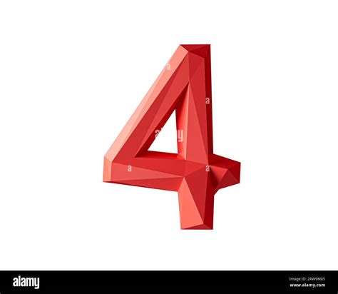 digit made of low poly red material 3d illustration of simple