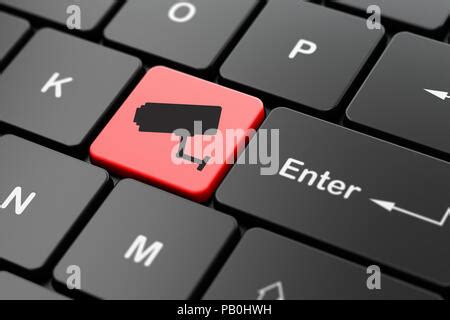 Protection Concept Cctv Camera On Computer Keyboard Background Stock