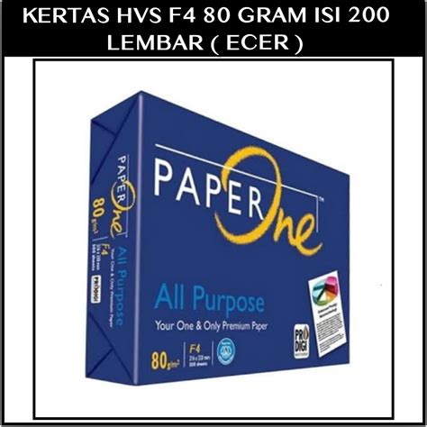Kertas Hvs F4 80 Gram Paper One Isi 200 Lembar ECER Lazada Indonesia