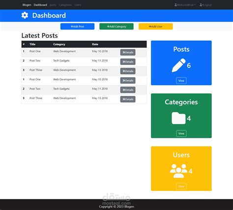 تصميم لوحة تحكم Dashboard باستخدام Html Css Bootstrap مستقل