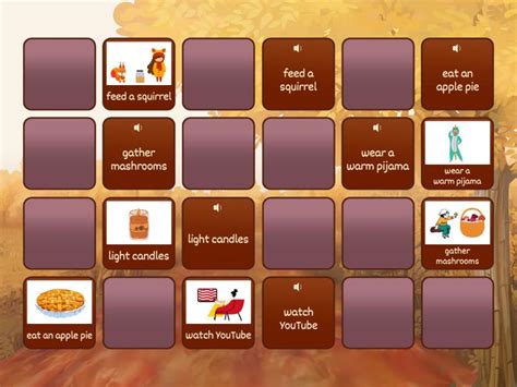 Class Memory Game Quiz Holidays Autumn Matching Pairs