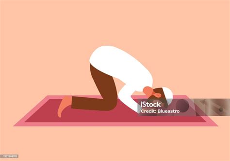 평평한 디자인으로 무릎을 꿇고 기도하는 무슬림 남자 신앙 개념과 이슬람 이슬람기도 기도하기에 대한 스톡 벡터 아트 및 기타