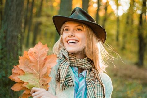 Autumn Girl Wearing In Autumn Clothes And Looks Very Sensually Autumn