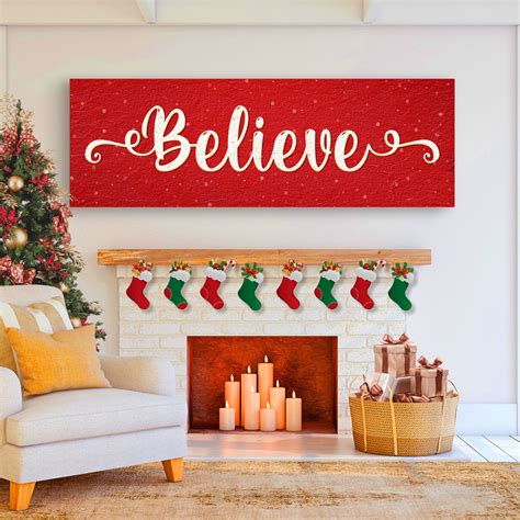 Red Christmas Sign Believe Sign Christmas Art Personalized