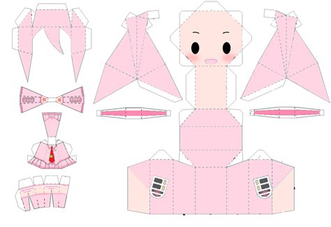 Sakura Miku Papercraft Plantilla Papercraft Miku Hats