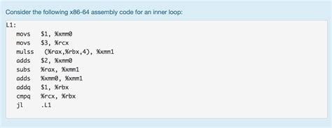 Consider The Following X86 64 Assembly Code For An