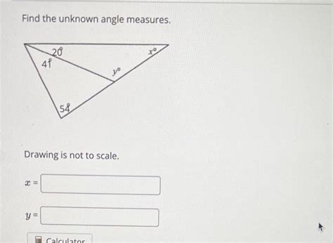 Solved Find The Unknown Angle Measures Drawing Is Not To