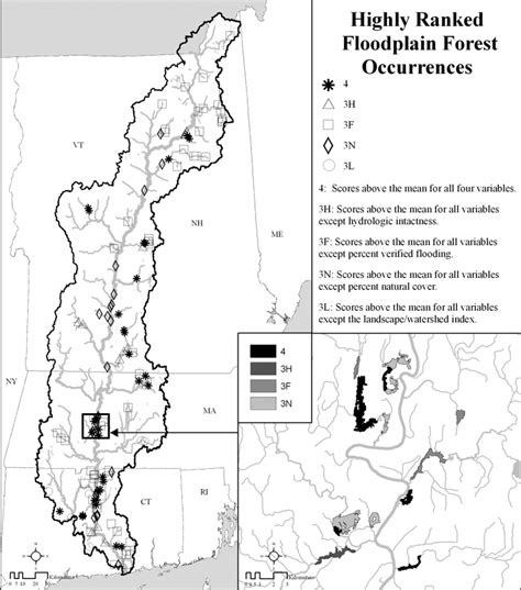 Map Of The Connecticut River Watershed Showing Highly Ranked Floodplain Download Scientific