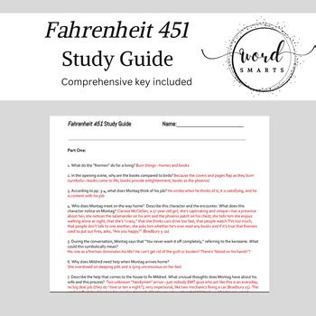 Fahrenheit 451 Study Guide By Word Smarts TPT
