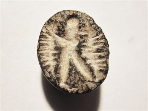 Ancient Egyptian Scaraboid Amulet Hieroglyph Of Striding Figure Middle
