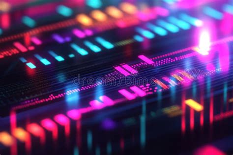 Futuristic Neon Visualization Of Genomic Data Analysis With Glowing