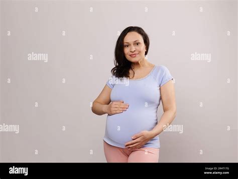 Portrait Of Beautiful Adult Pregnant Woman Gravid Expectant Mother