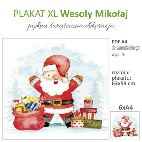 Plakat XL Wesoły Mikołaj Mały Artysta