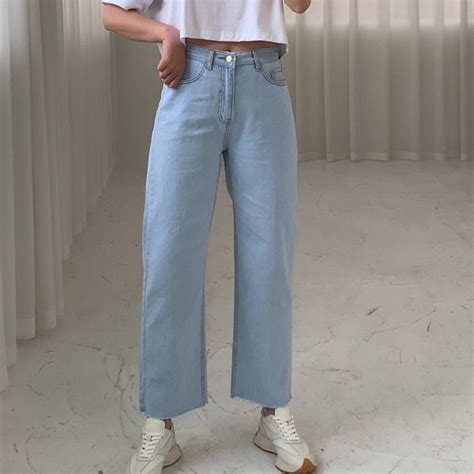 나나퀸 여성 일자 와이드핏 연청 연한 얇은 시원한 쿨링 여름 청바지 아이스진 데님팬츠