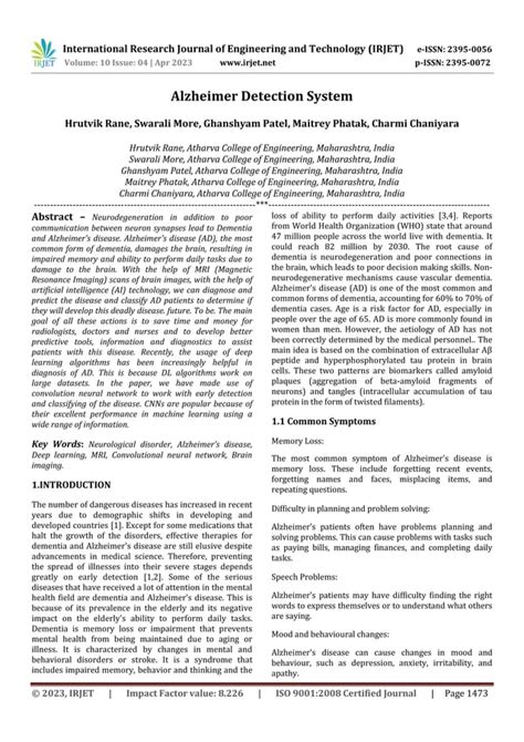 Alzheimer Detection System Pdf