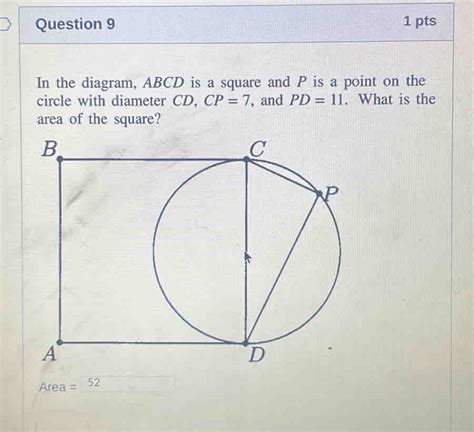 Solved Question 9 1 Pts In The Diagram ABCD Is A Square And P Is A