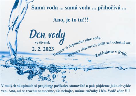 22 Dopoledne Den Vody Mateřská škola Montessori