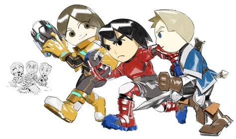 Mii Mii Gunner Mii Brawler Mii Gunner Mii Swordfighter And More Super Smash Bros Drawn