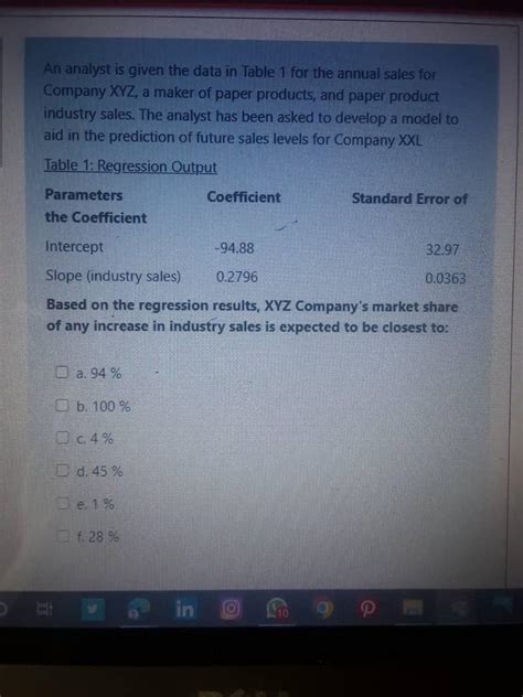 Solved An Analyst Is Given The Data In Table For The Chegg